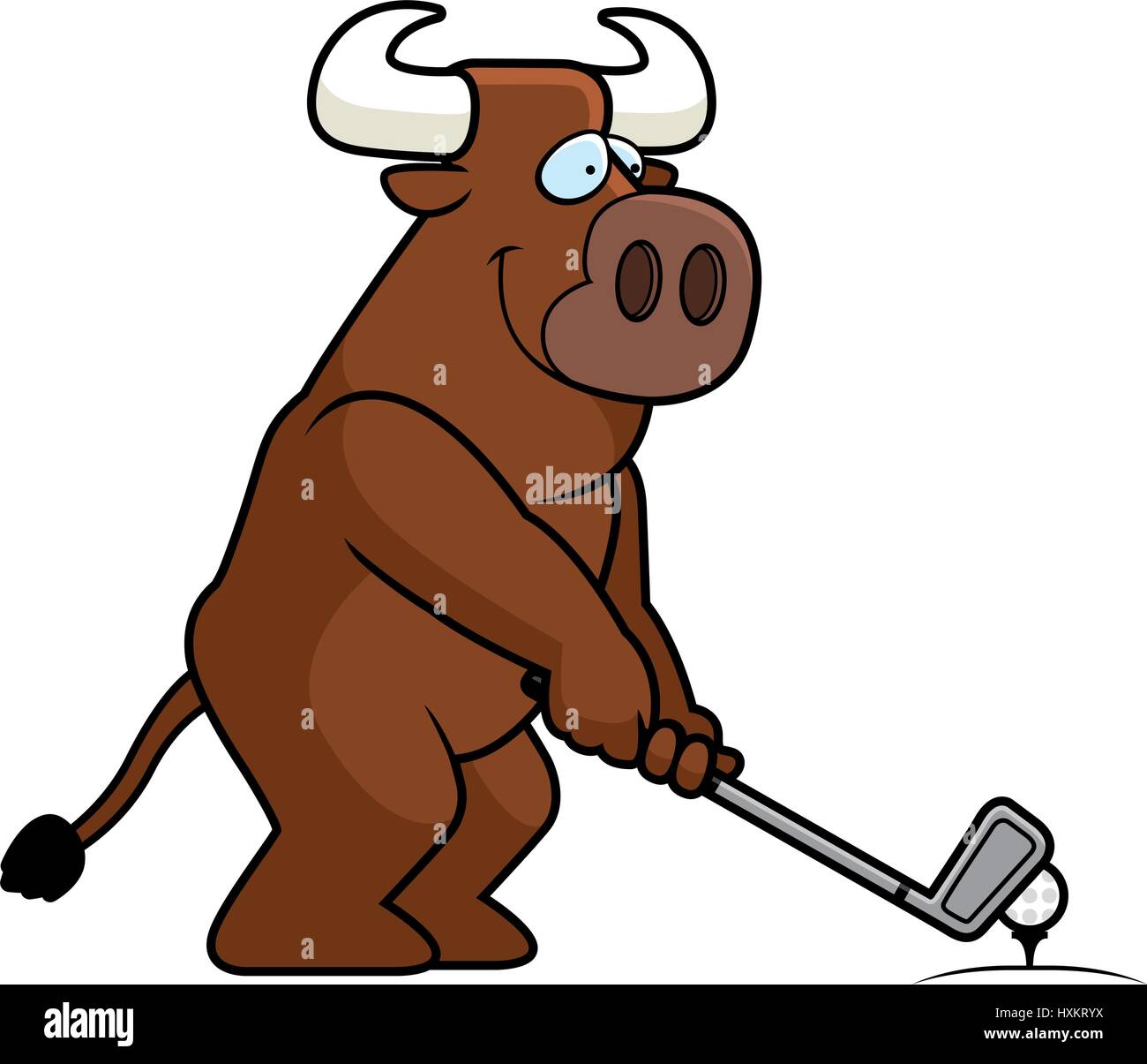 A cartoon illustration of a bull playing golf Stock Vector Image & Art ...