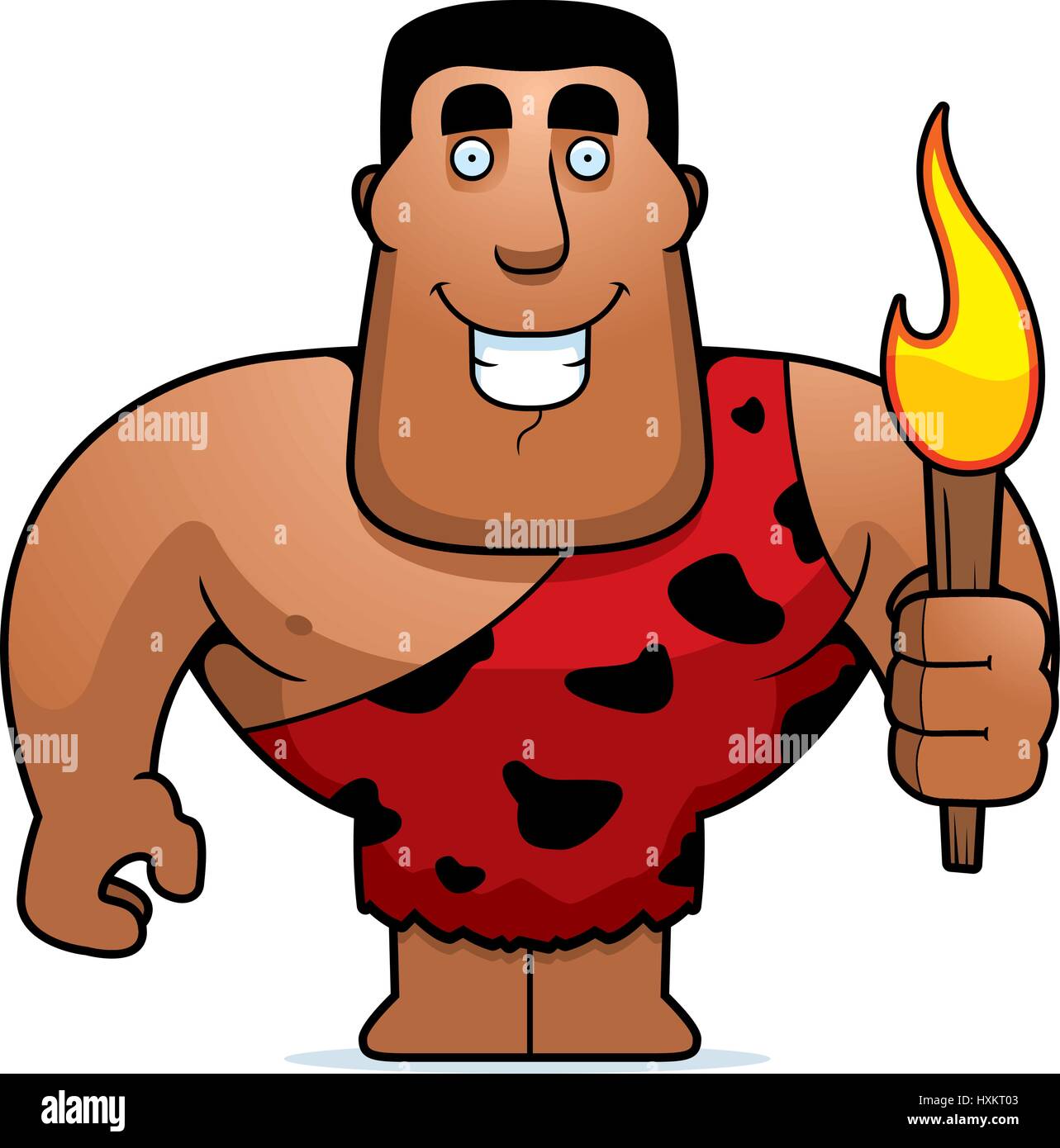 A cartoon illustration of a big caveman with a torch Stock Vector Image ...