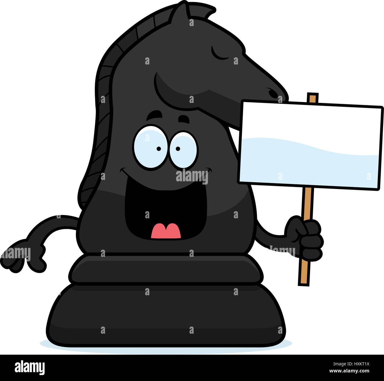 A cartoon illustration of a knight chess piece holding a sign Stock ...