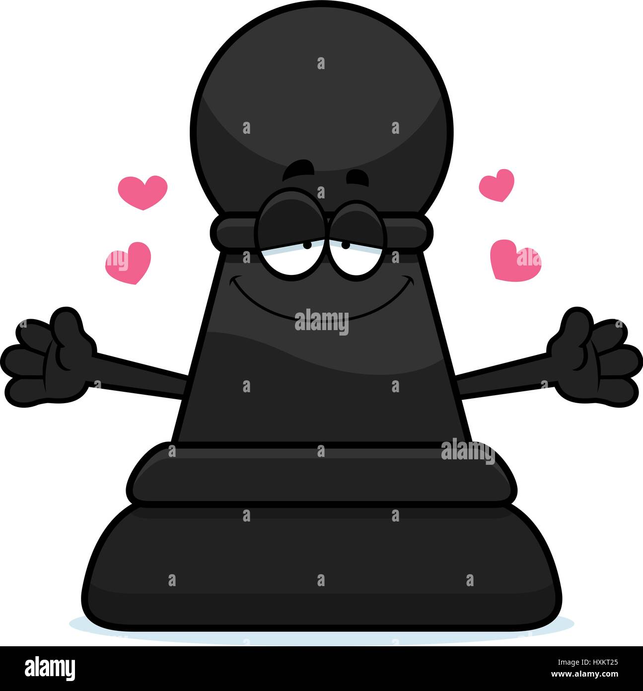 A cartoon illustration of a pawn chess piece ready to give a hug Stock ...