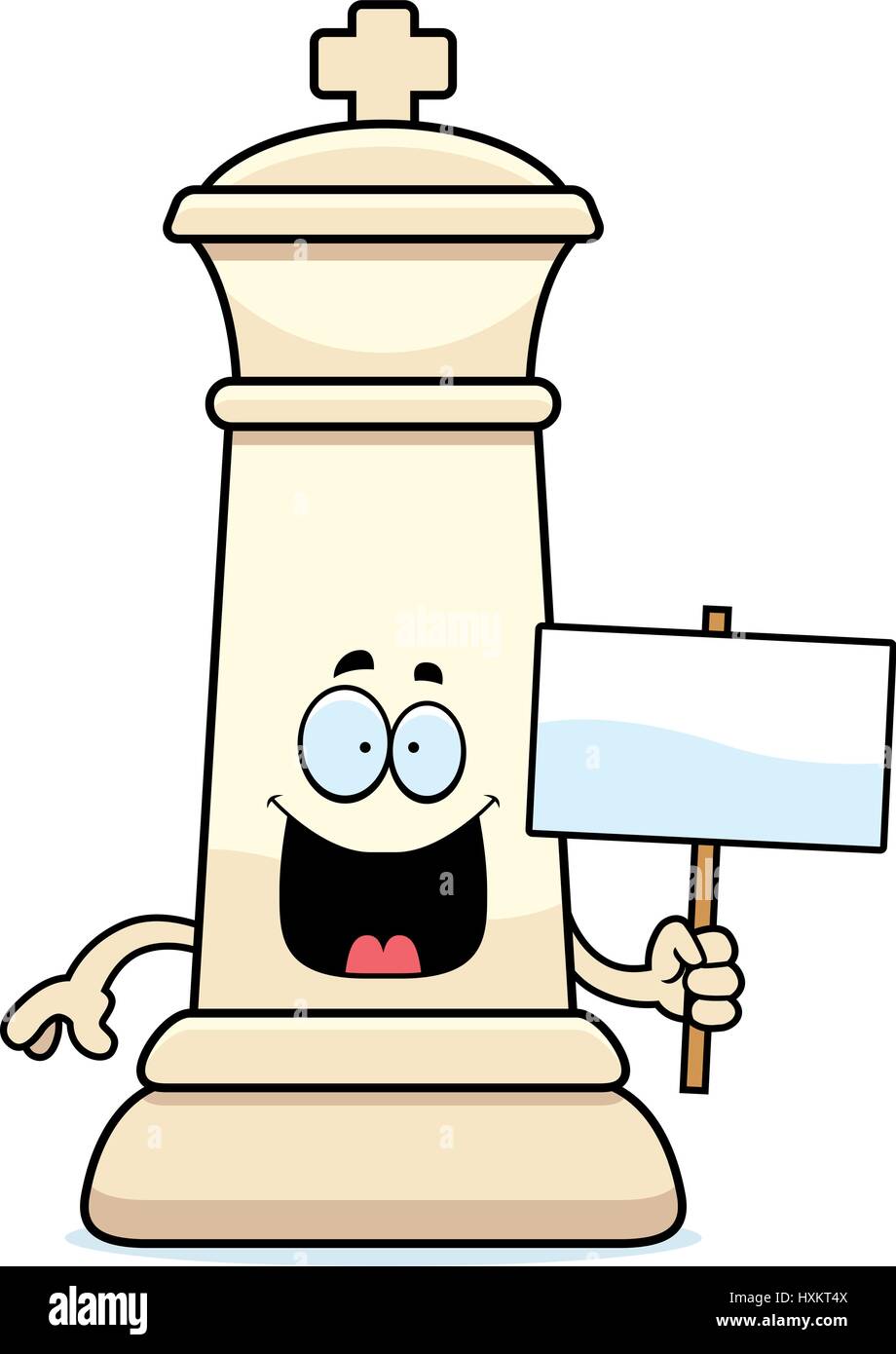 A cartoon illustration of a king chess piece holding a sign Stock ...