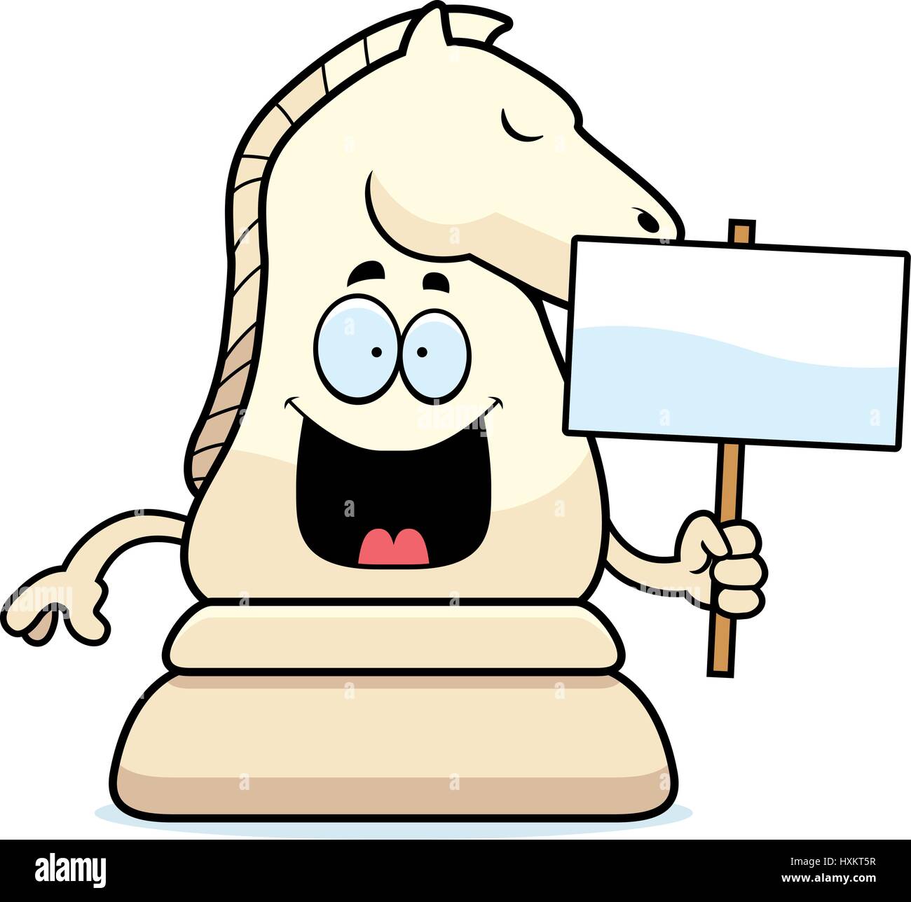 A cartoon illustration of a knight chess piece holding a sign Stock ...
