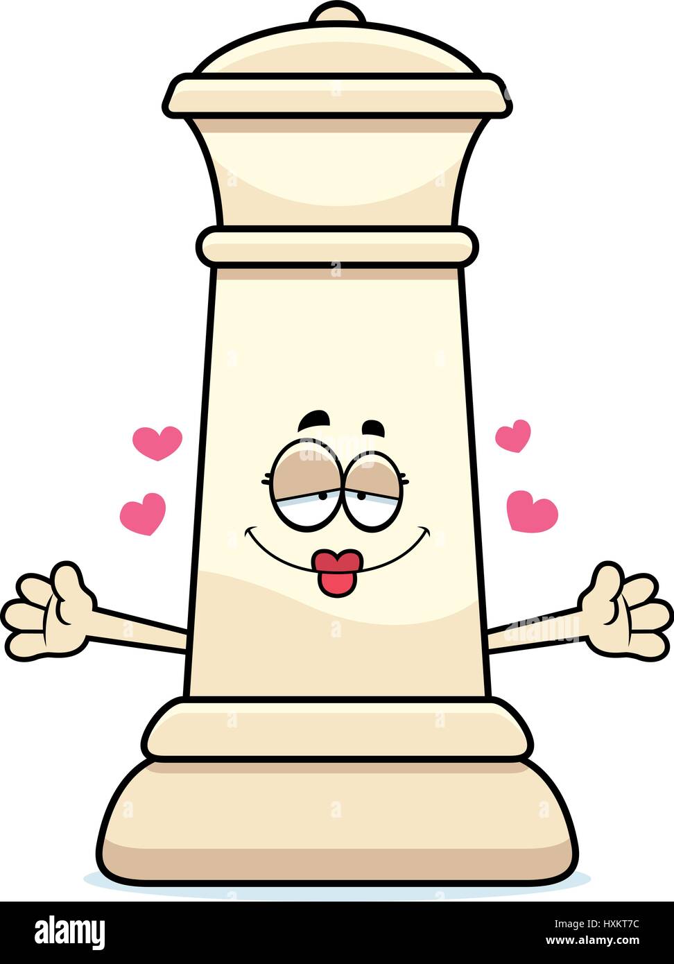 A cartoon illustration of a queen chess piece ready to give a hug Stock ...