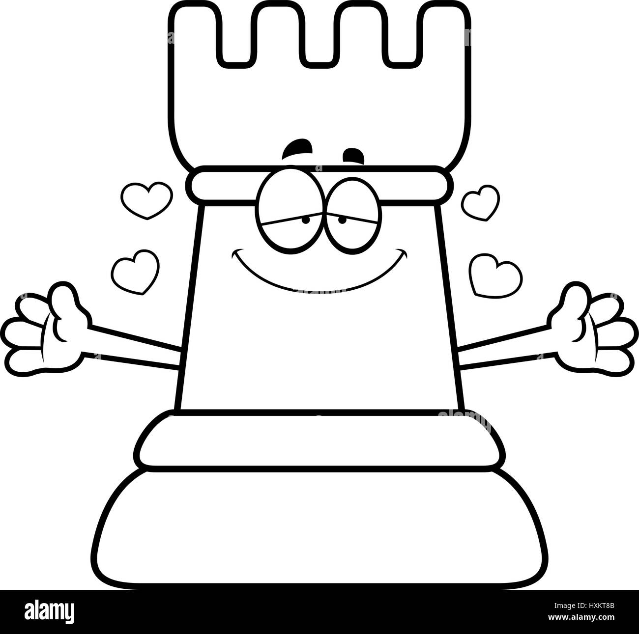 A cartoon illustration of a rook chess piece ready to give a hug Stock ...