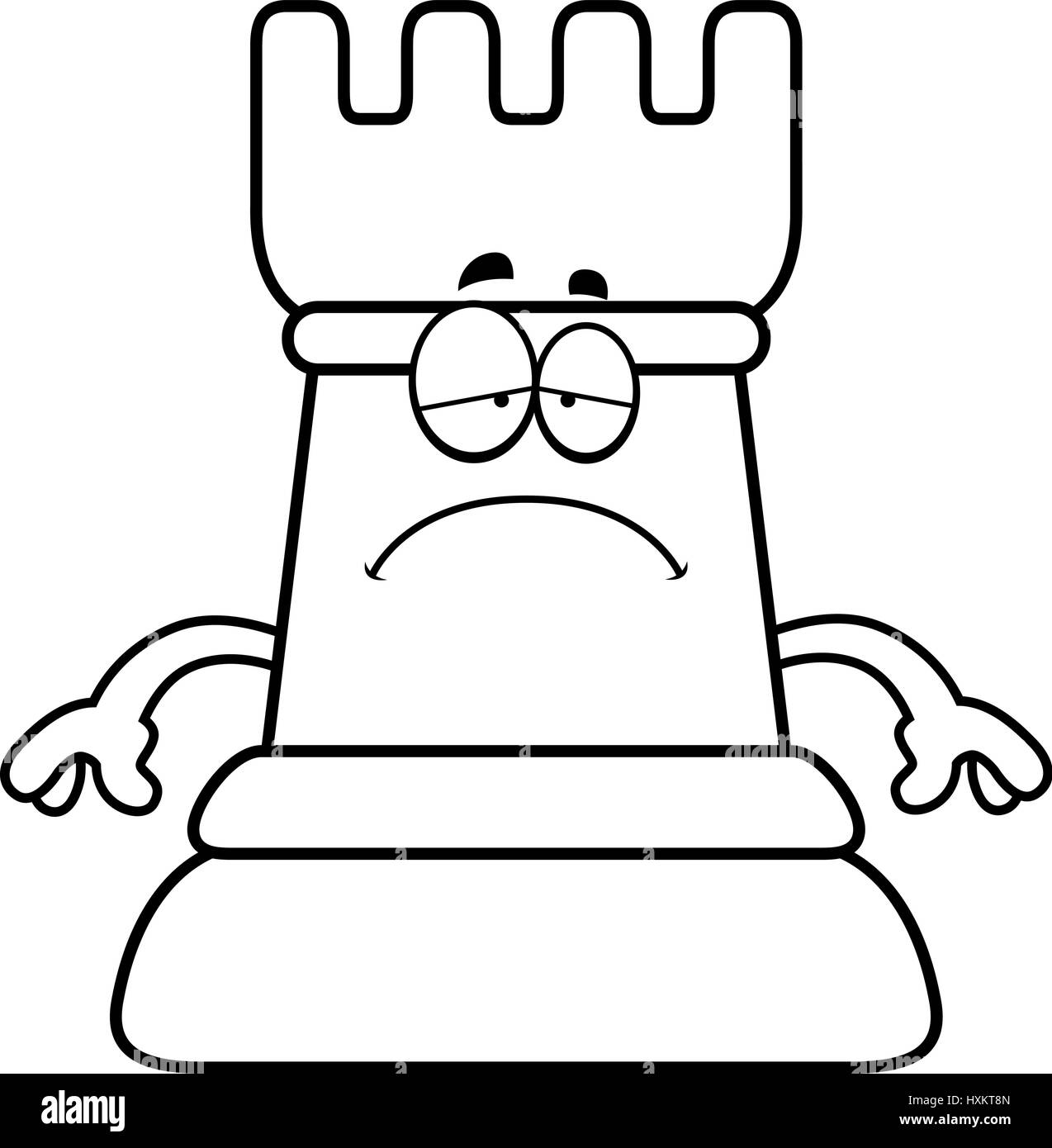 A cartoon illustration of a rook chess piece looking sad Stock Vector ...