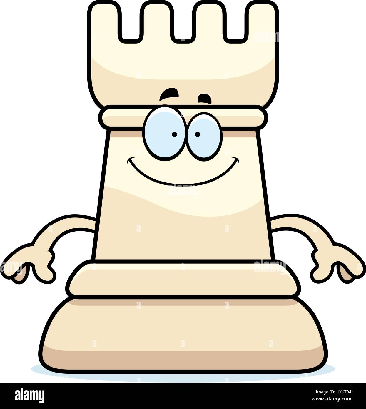 A cartoon illustration of a rook chess piece looking happy Stock Vector ...