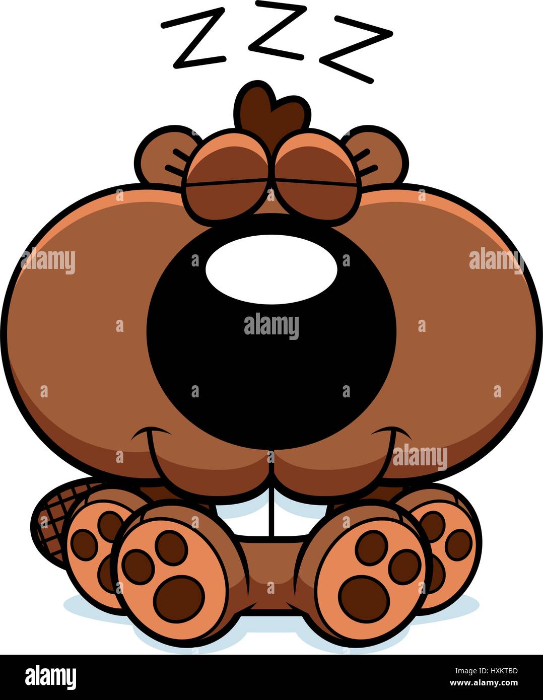 A cartoon illustration of a beaver kit taking a nap Stock Vector Image ...