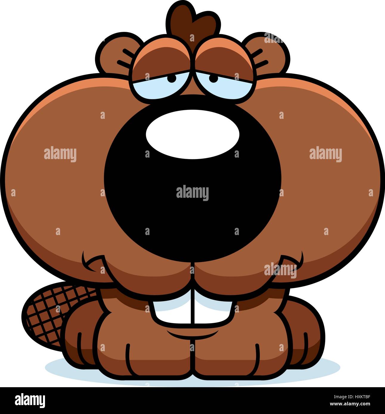 A cartoon illustration of a beaver kit with a sad expression Stock ...