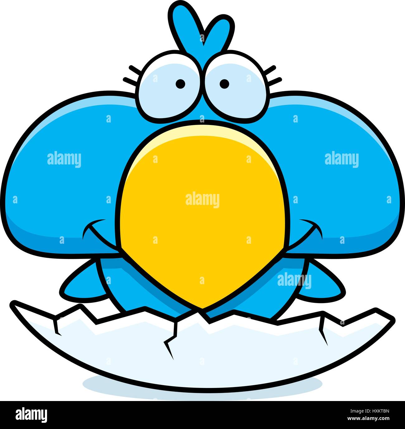 A cartoon illustration of a little blue bird hatching from an egg Stock ...