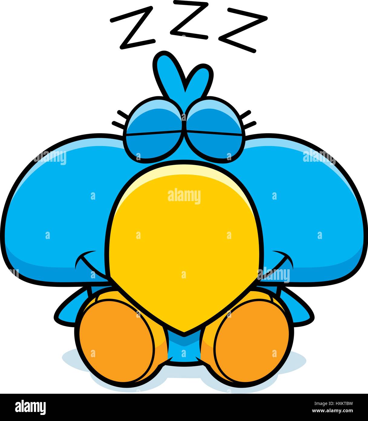 A cartoon illustration of a little blue bird taking a nap Stock Vector ...