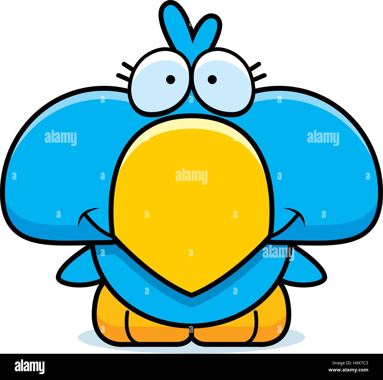 A cartoon illustration of a little blue bird happy and smiling Stock ...