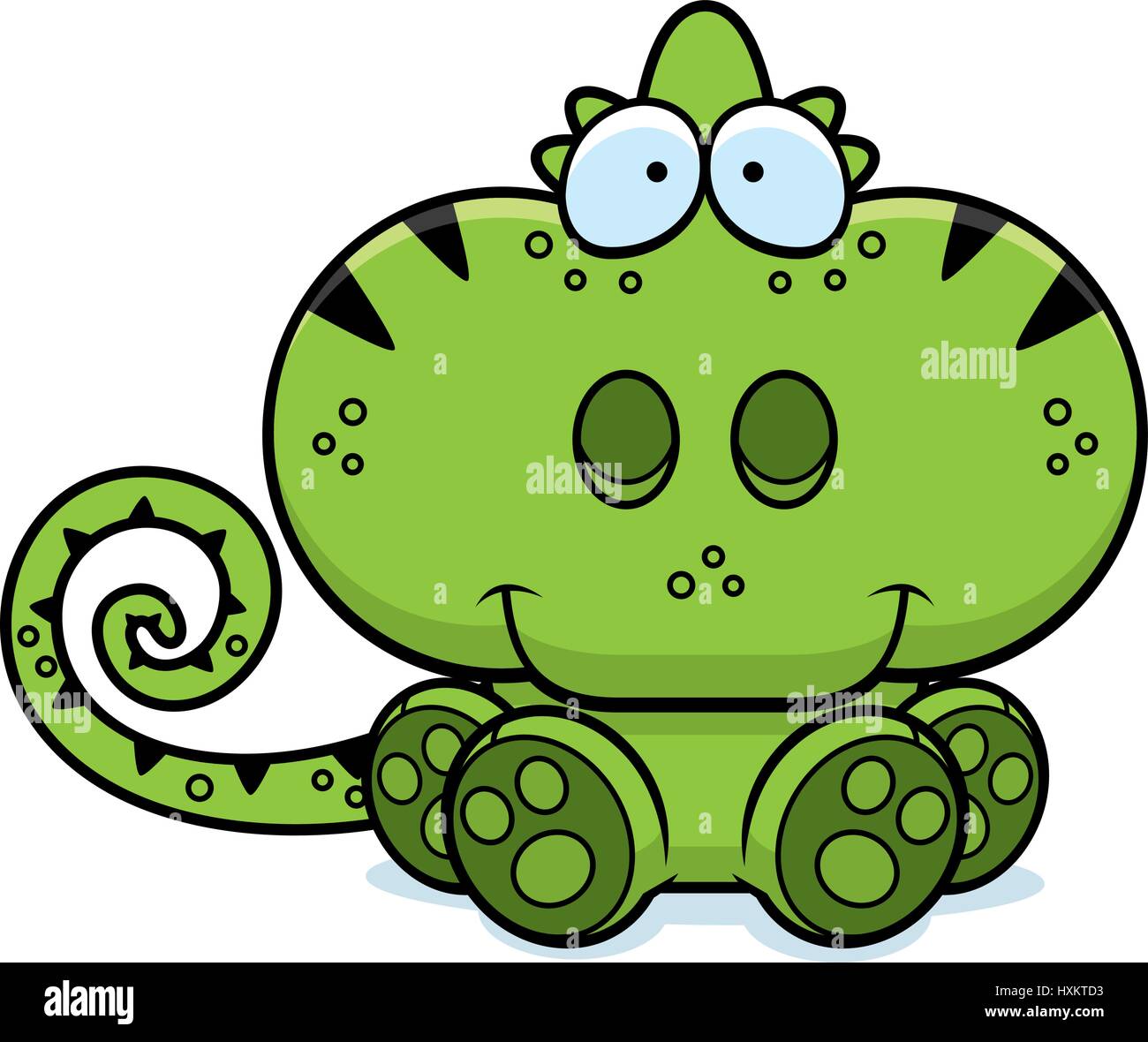 A cartoon illustration of a chameleon sitting and smiling Stock Vector ...