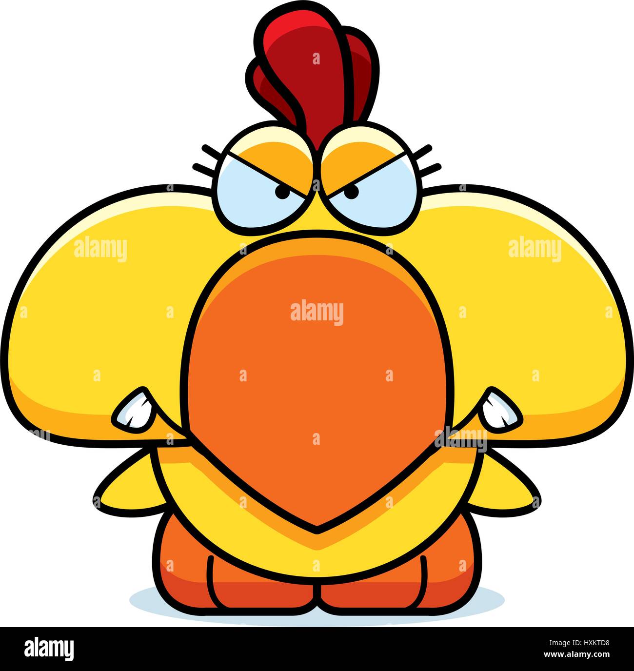 A cartoon illustration of a little chicken with an angry expression ...