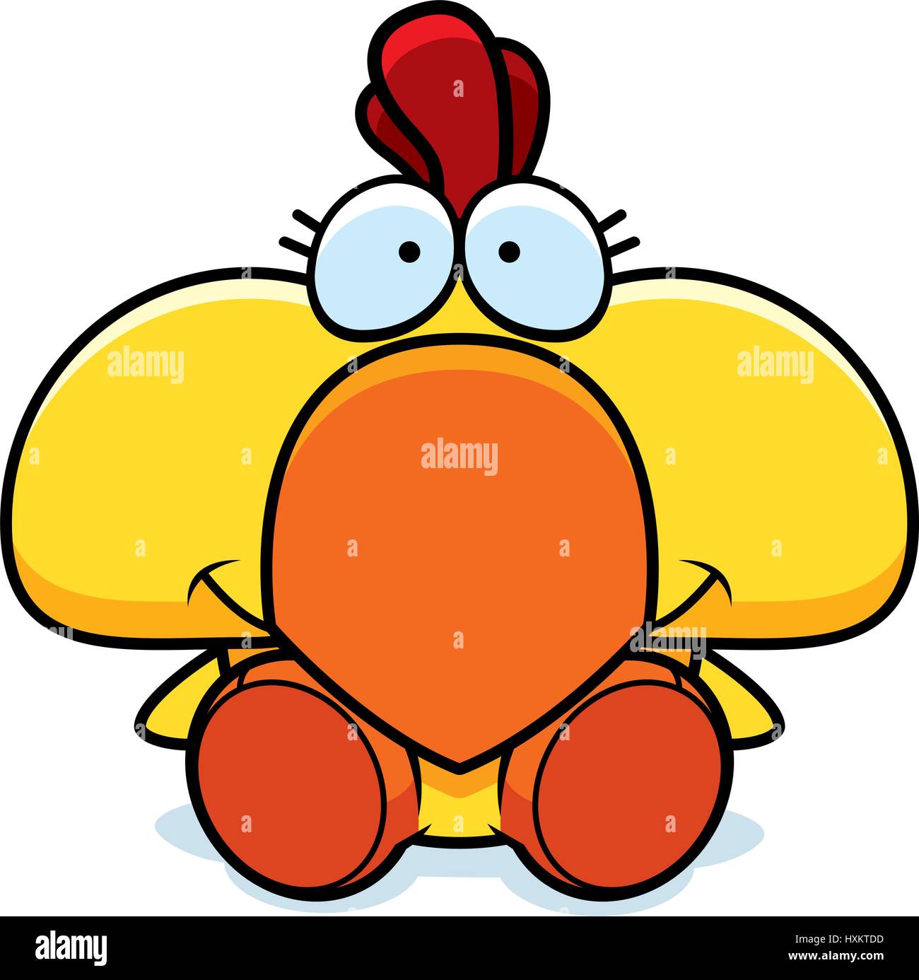 A cartoon illustration of a little chicken sitting and smiling Stock ...