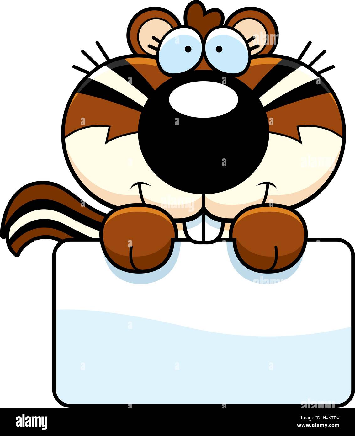 A cartoon illustration of a chipmunk with a white sign Stock Vector ...