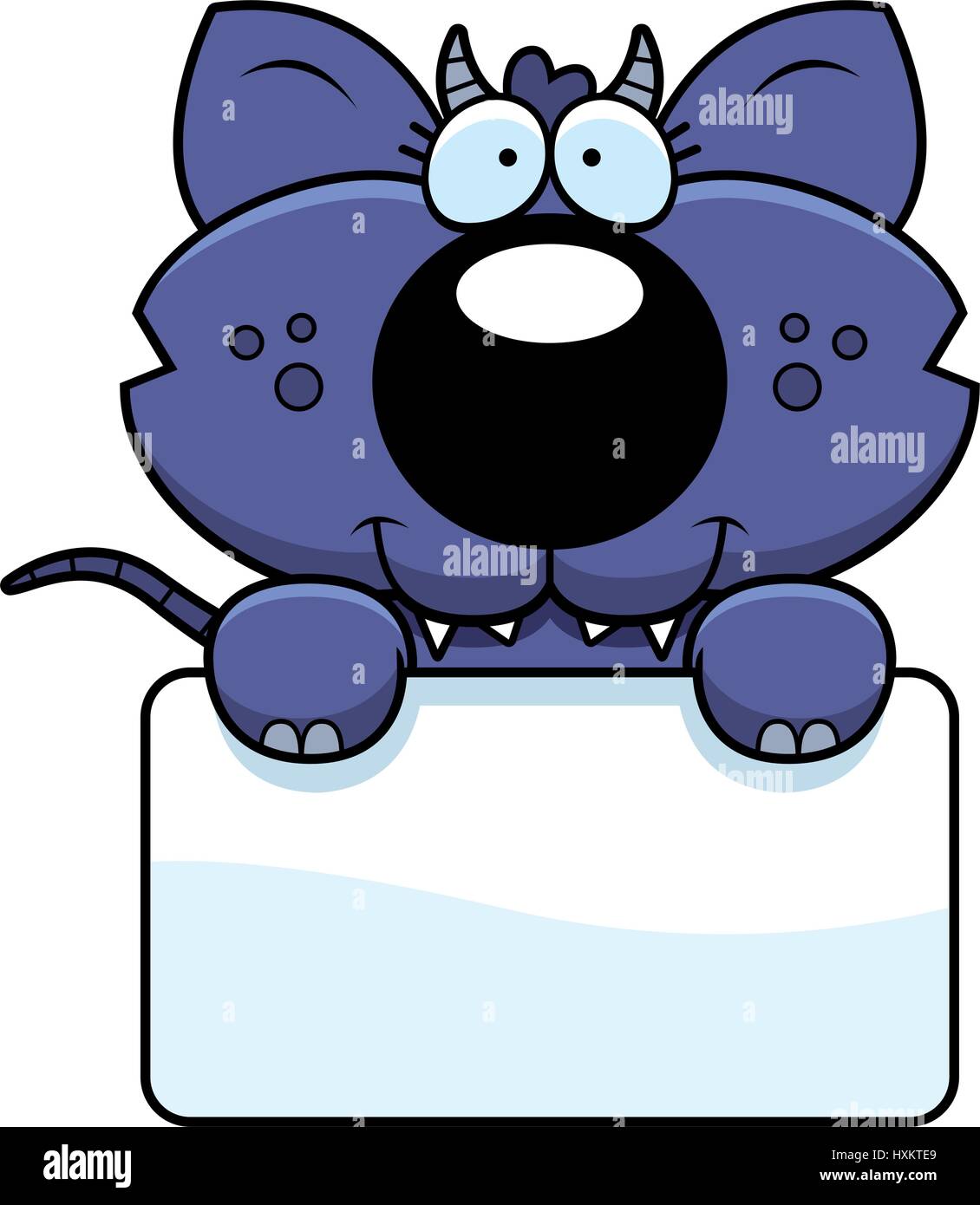 A cartoon illustration of a little chupacabra with a white sign Stock ...