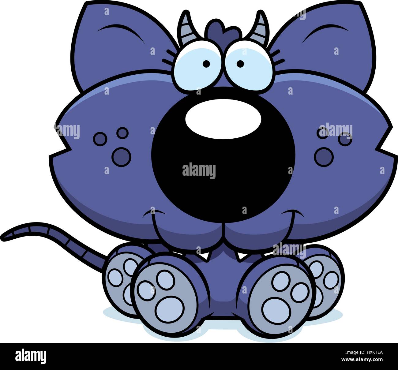 A cartoon illustration of a little chupacabra sitting and smiling Stock ...