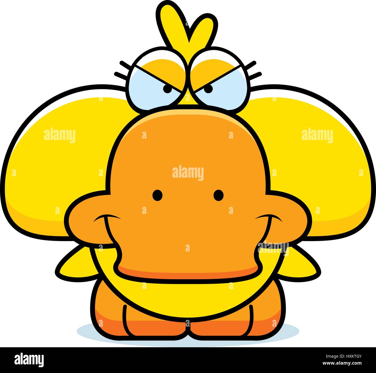 A cartoon illustration of a little duckling with a devious expression ...