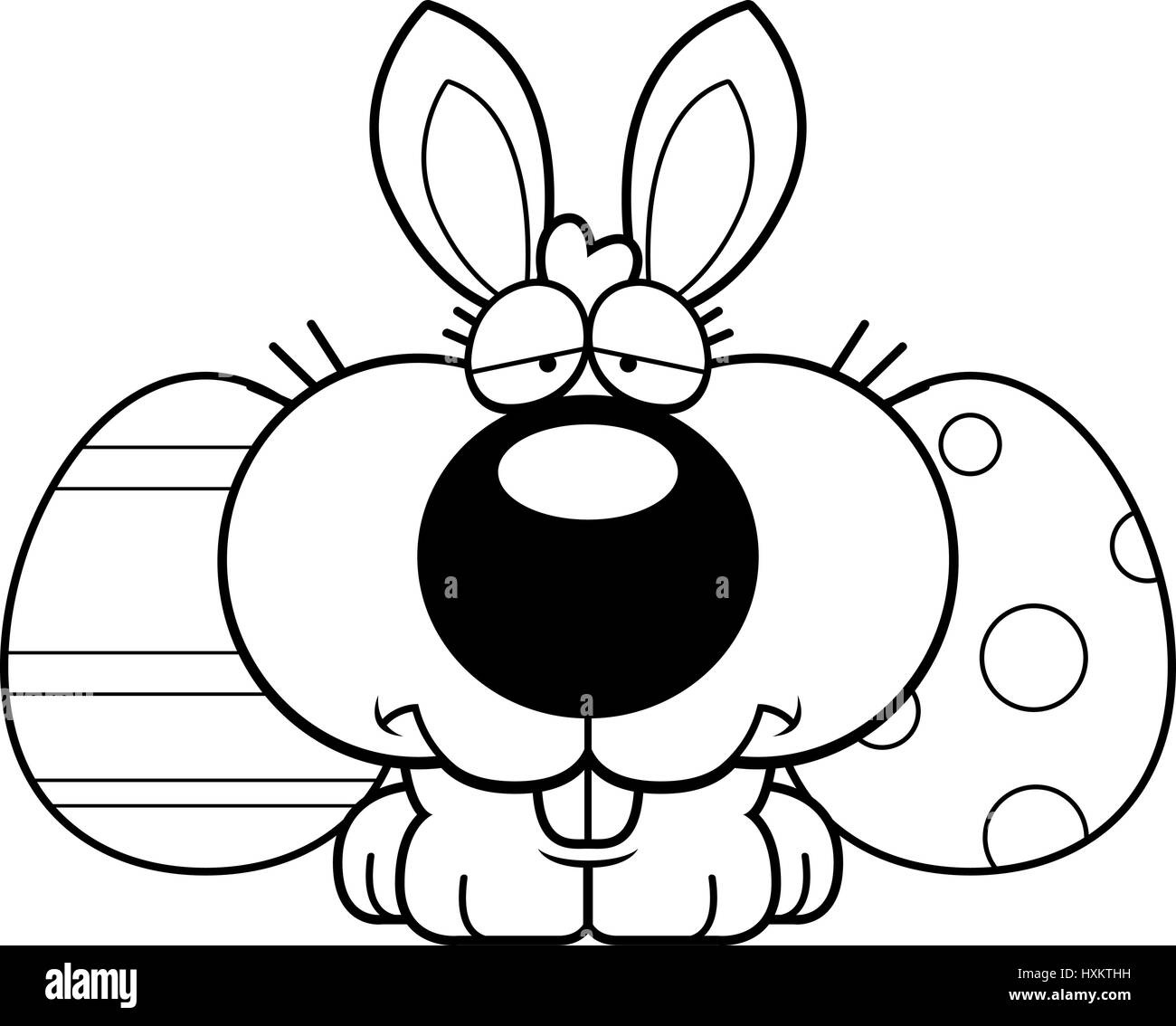A cartoon illustration of the Easter Bunny with a sad expression Stock ...