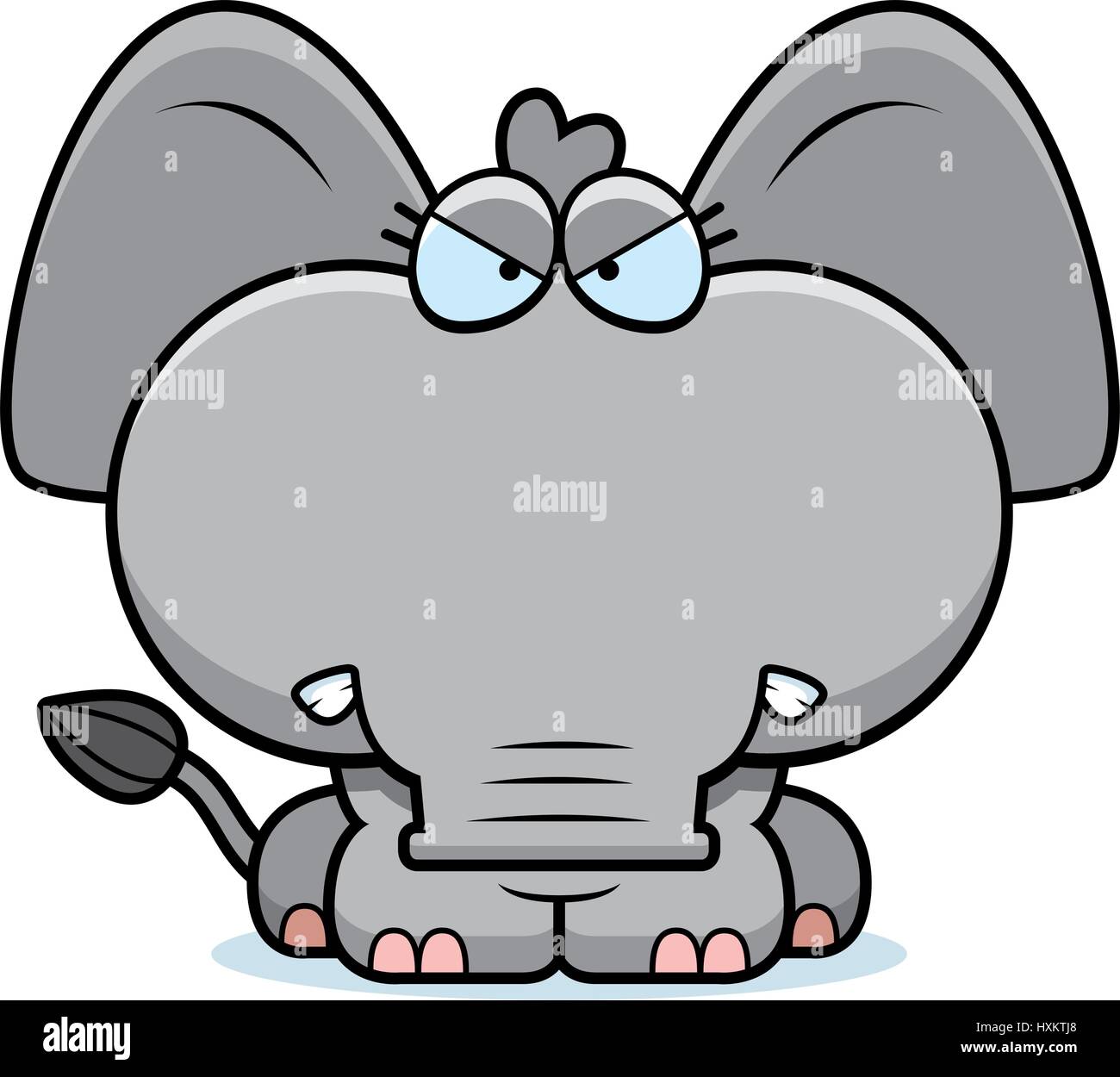 A cartoon illustration of a little elephant with an angry expression ...