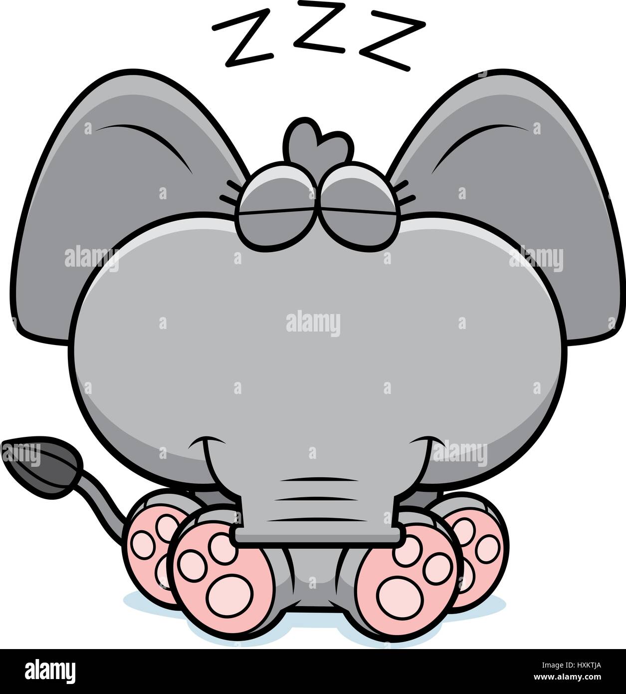 A cartoon illustration of a little elephant taking a nap Stock Vector ...