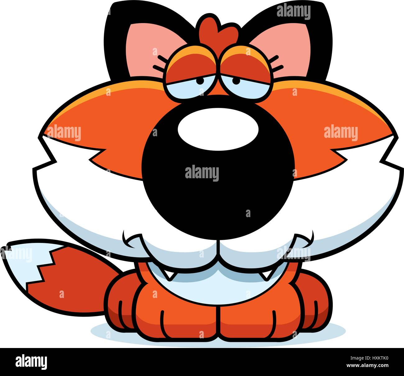 A cartoon illustration of a fox cub with a sad expression Stock Vector ...