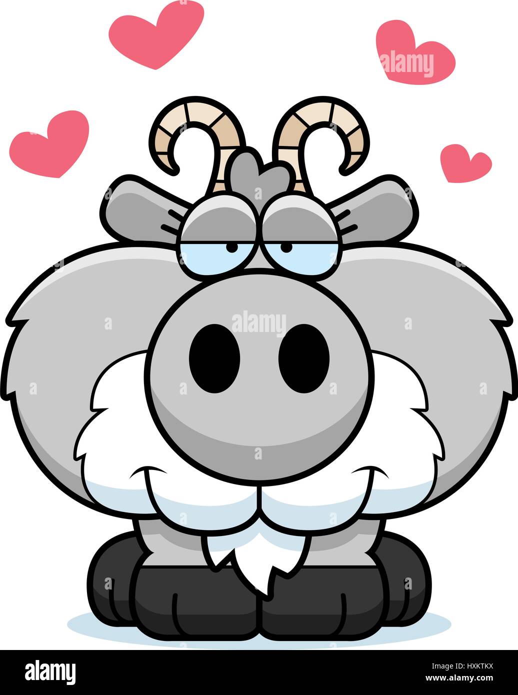 A cartoon illustration of a goat with an in love expression Stock ...