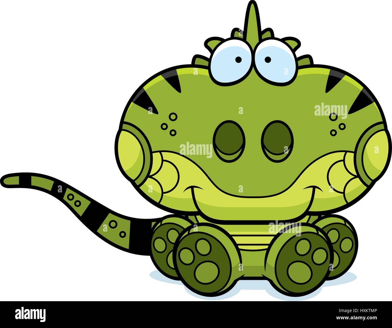 A cartoon illustration of a iguana sitting and smiling Stock Vector ...