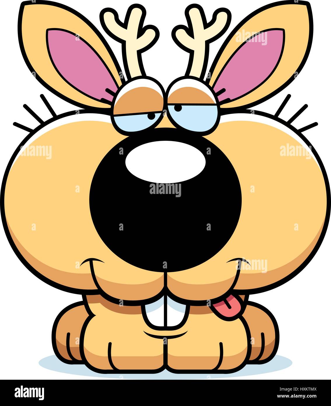 A cartoon illustration of a baby jackalope with a goofy expression ...
