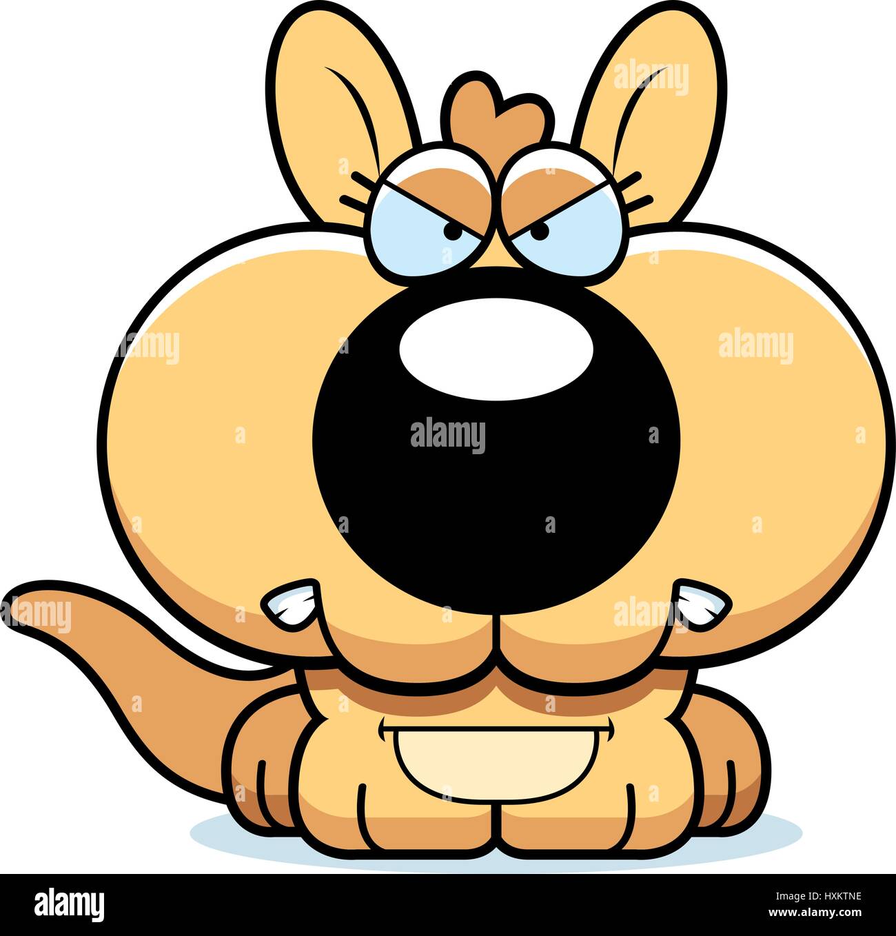 A cartoon illustration of a kangaroo joey with an angry expression ...