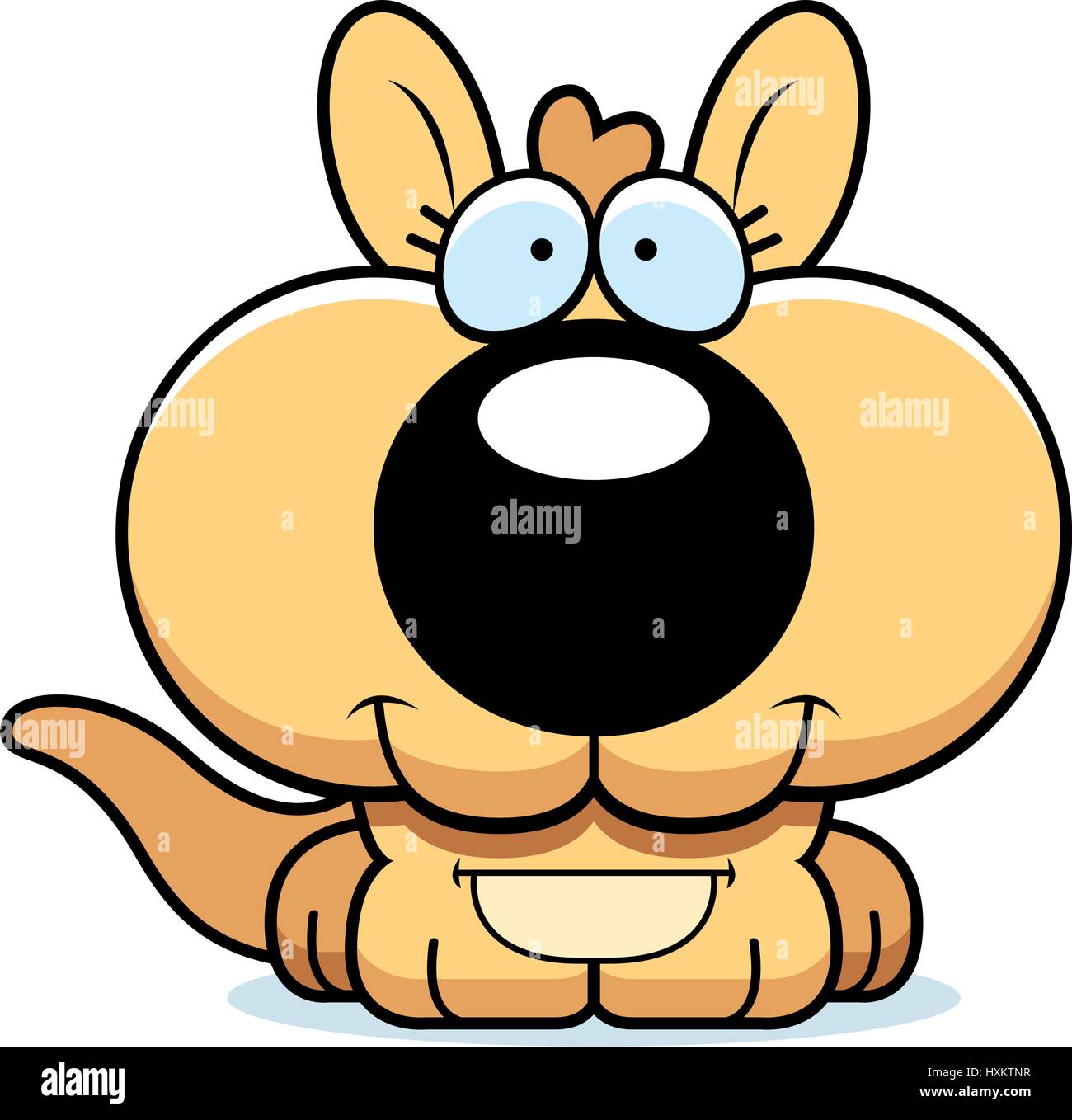 A cartoon illustration of a kangaroo joey with a happy expression Stock ...