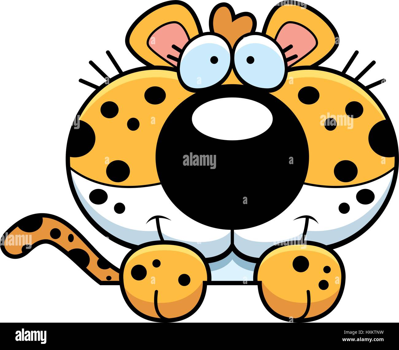 A cartoon illustration of a leopard cub peeking over an object Stock ...