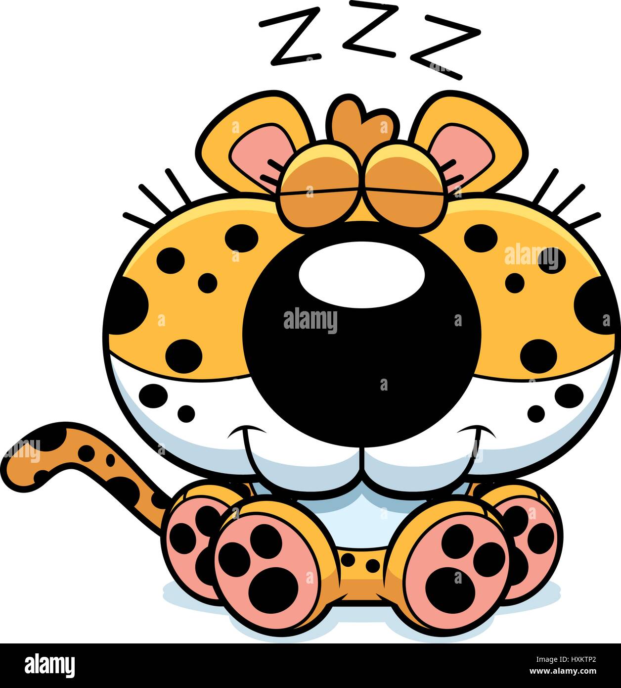 A cartoon illustration of a leopard cub taking a nap Stock Vector Image ...