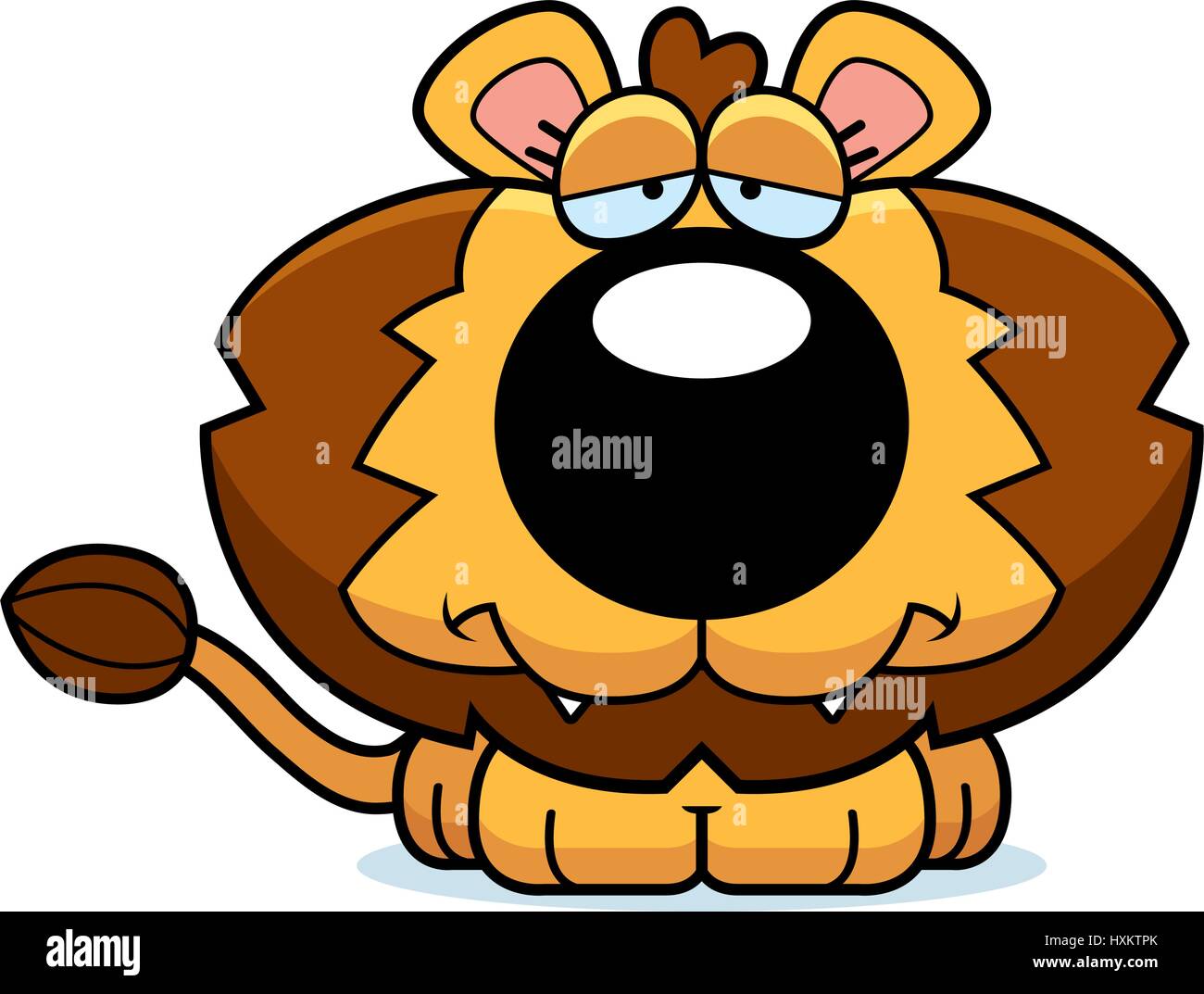 A cartoon illustration of a lion cub with a sad expression Stock Vector ...