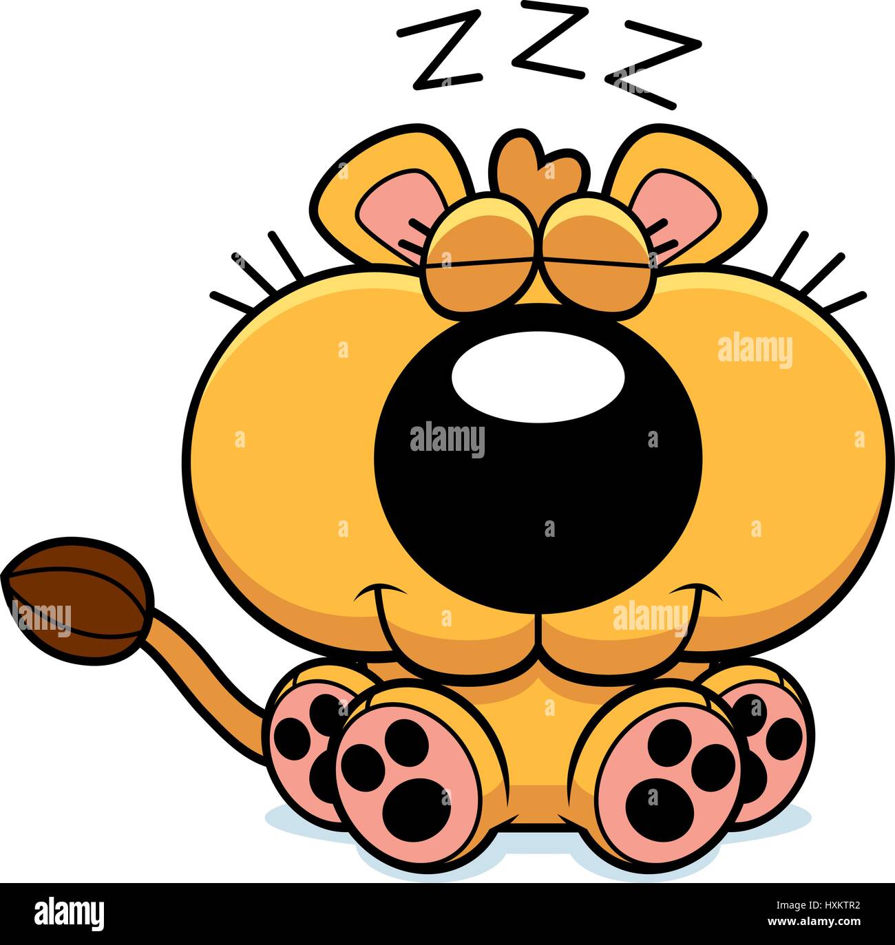 A cartoon illustration of a lioness cub taking a nap Stock Vector Image ...