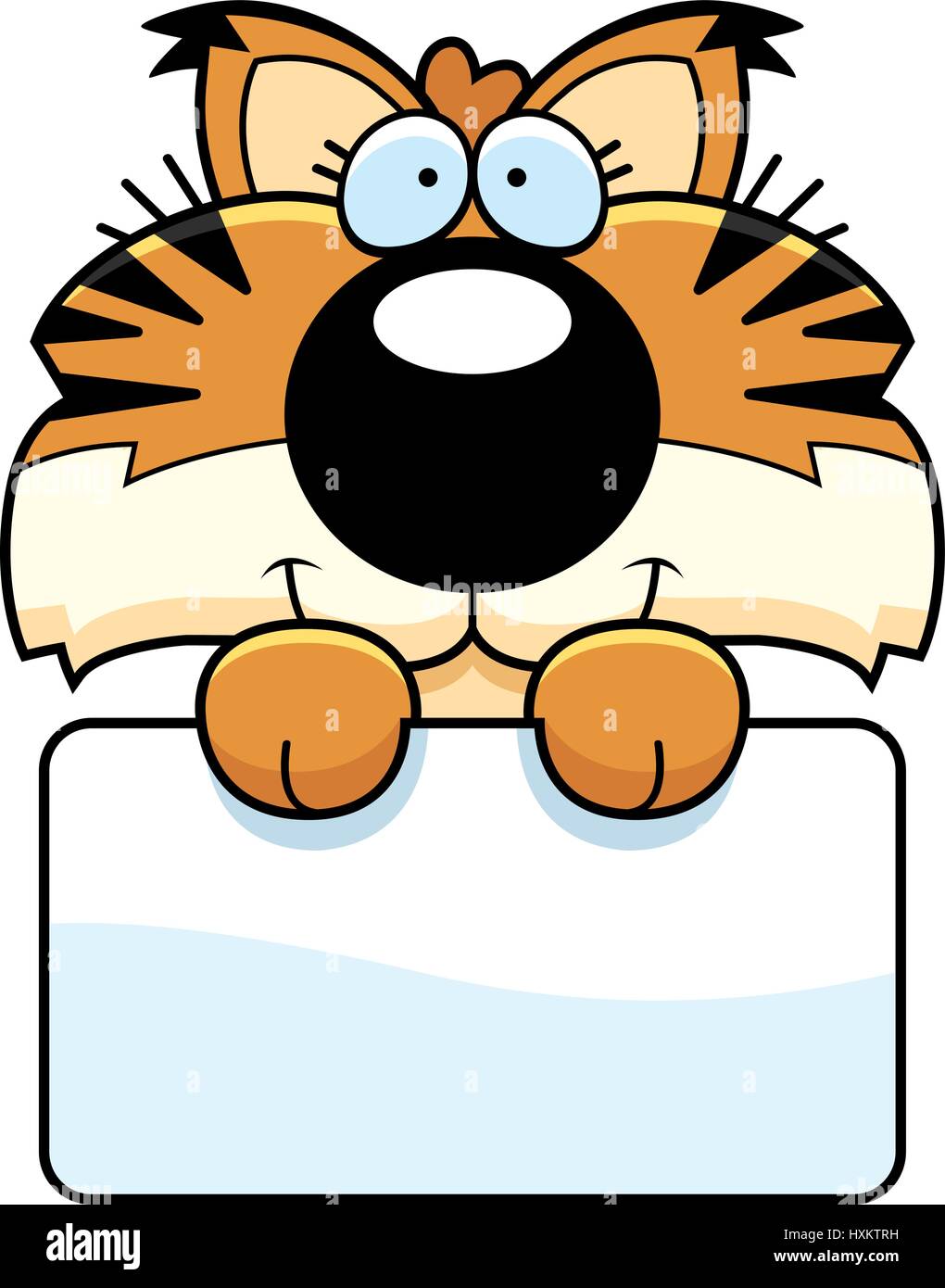 A cartoon illustration of a lynx cub with a white sign Stock Vector ...