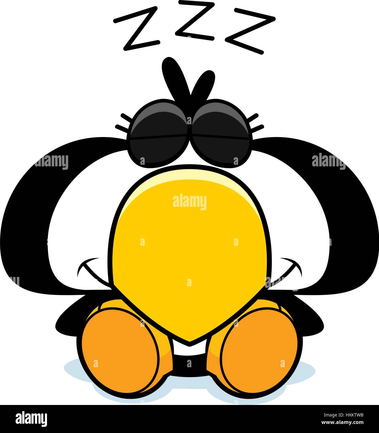 A cartoon illustration of a little penguin taking a nap Stock Vector ...