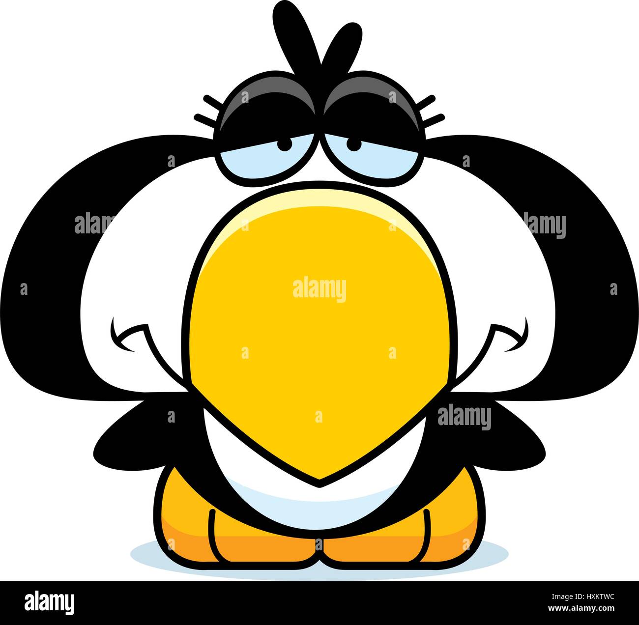 A cartoon illustration of a little penguin with a sad expression Stock ...