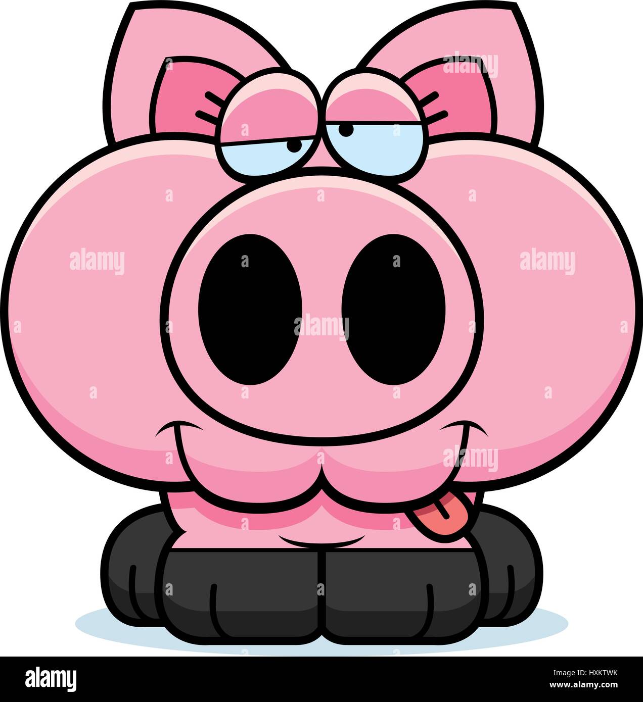A cartoon illustration of a little pig with a goofy expression Stock ...