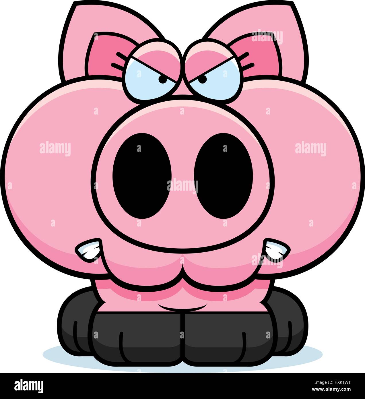 A cartoon illustration of a little pig with an angry expression Stock ...