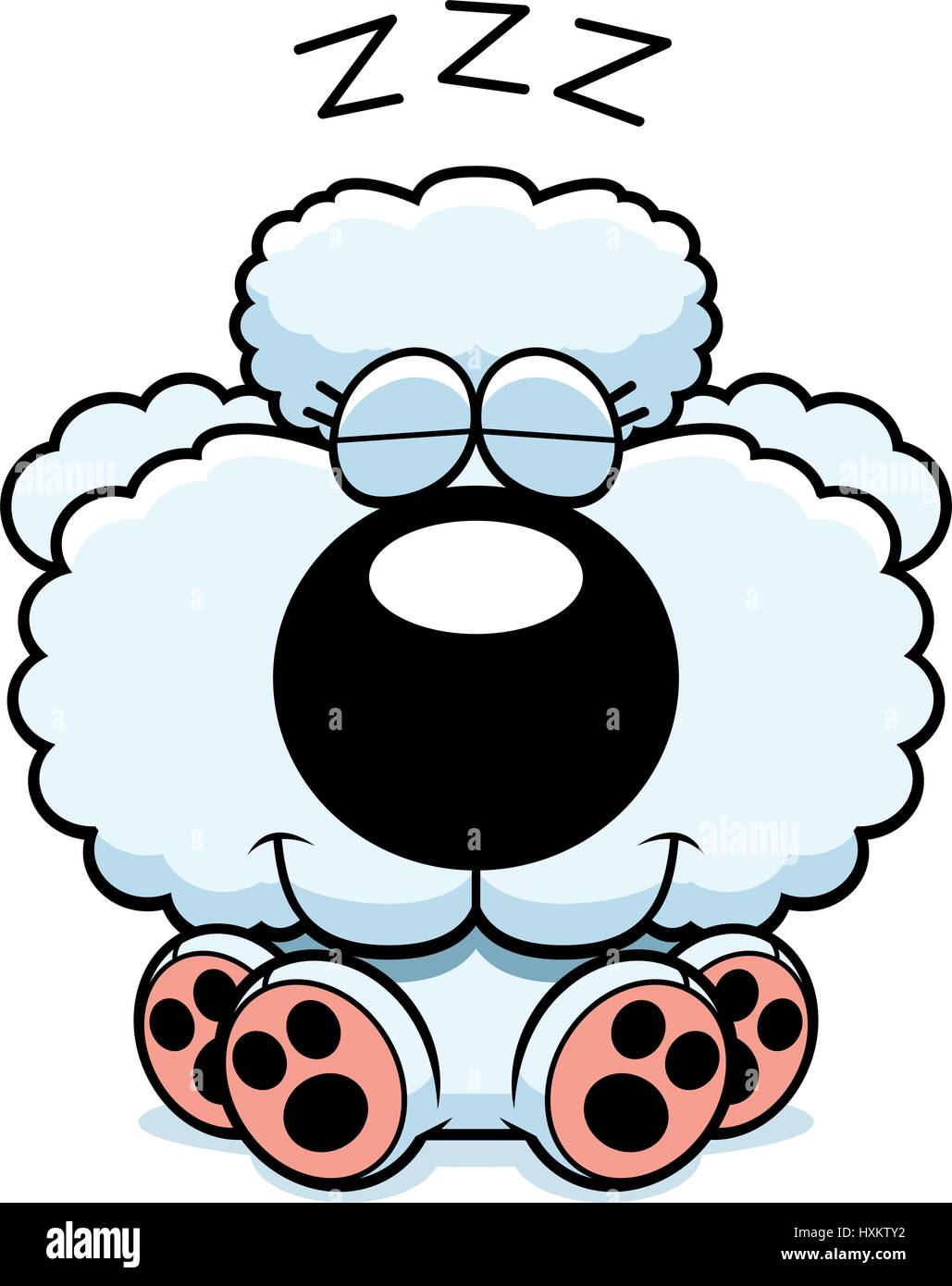A cartoon illustration of a poodle puppy taking a nap Stock Vector ...