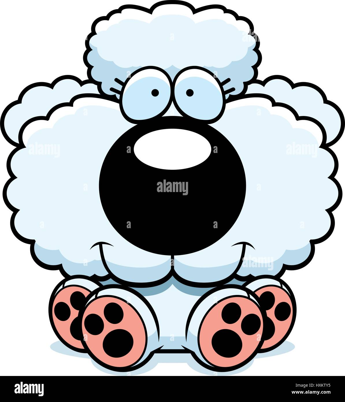 A cartoon illustration of a poodle puppy sitting and smiling Stock ...