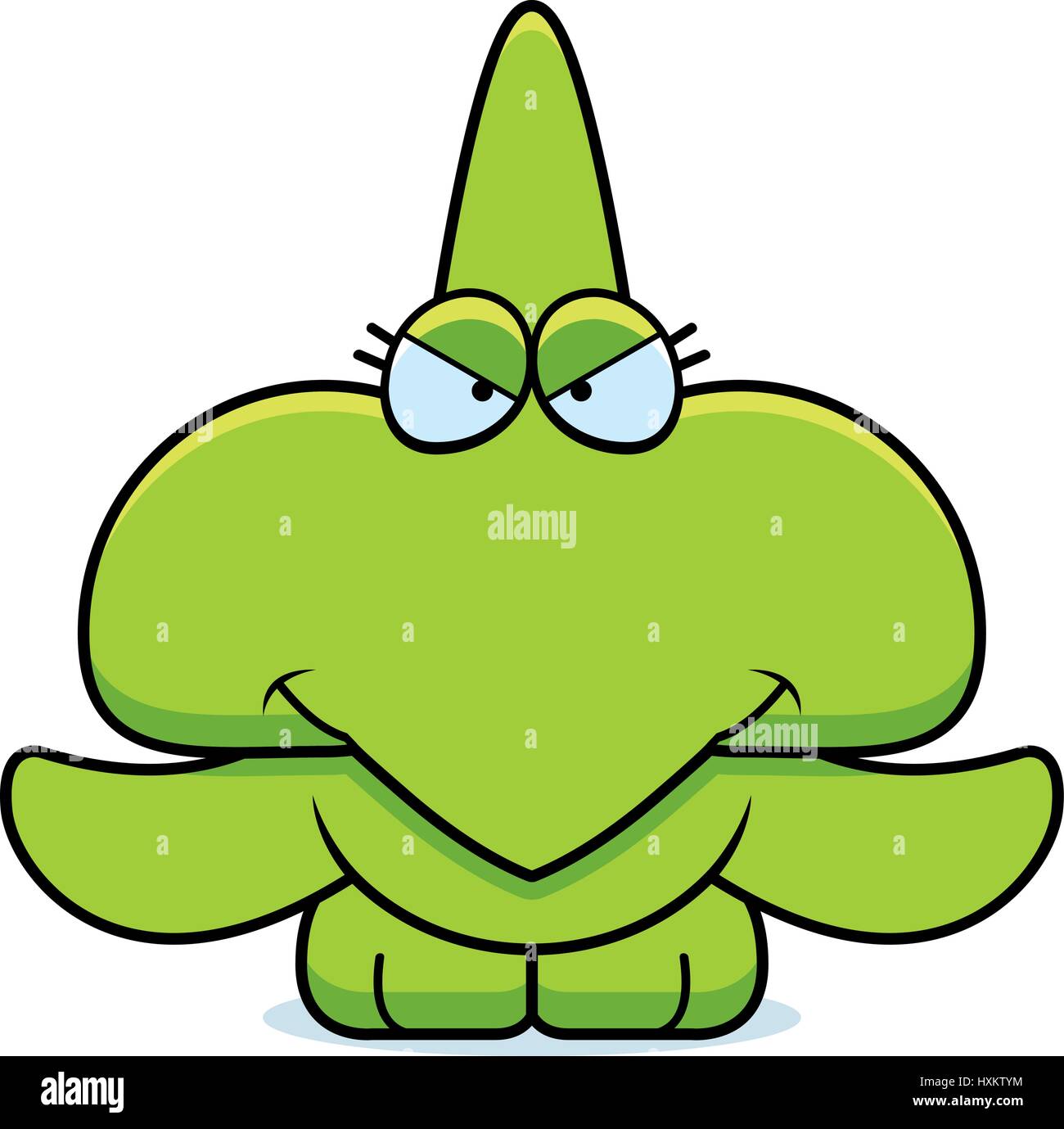 A cartoon illustration of a little pterodactyl with a devious ...