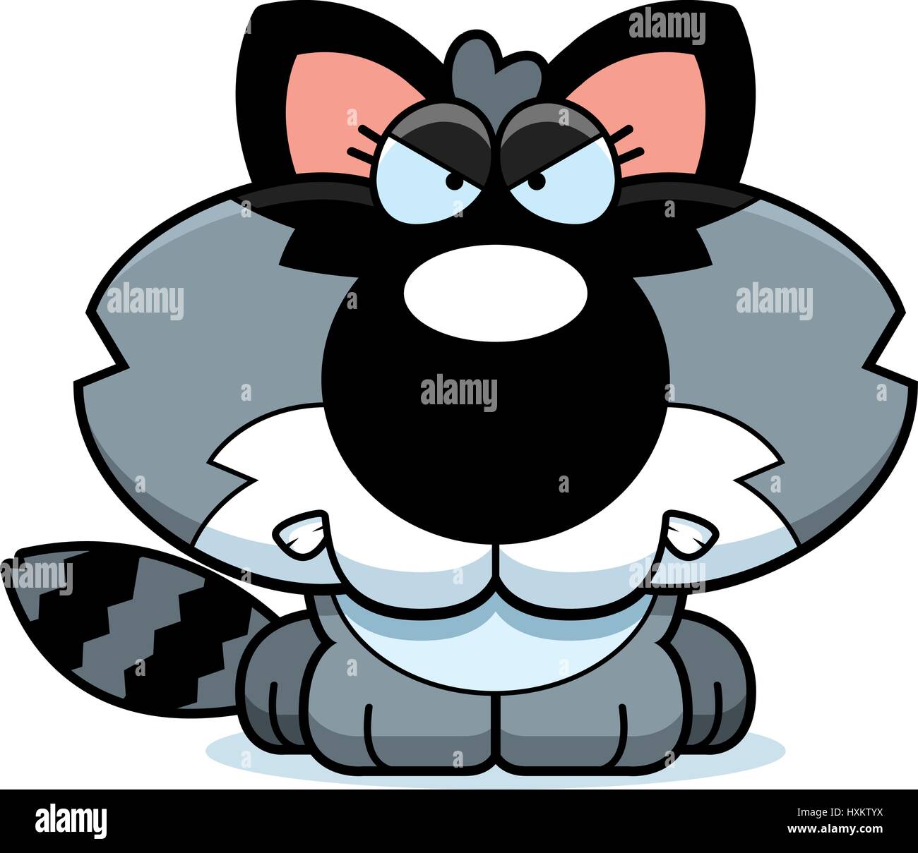 A cartoon illustration of a baby raccoon with an angry expression Stock ...