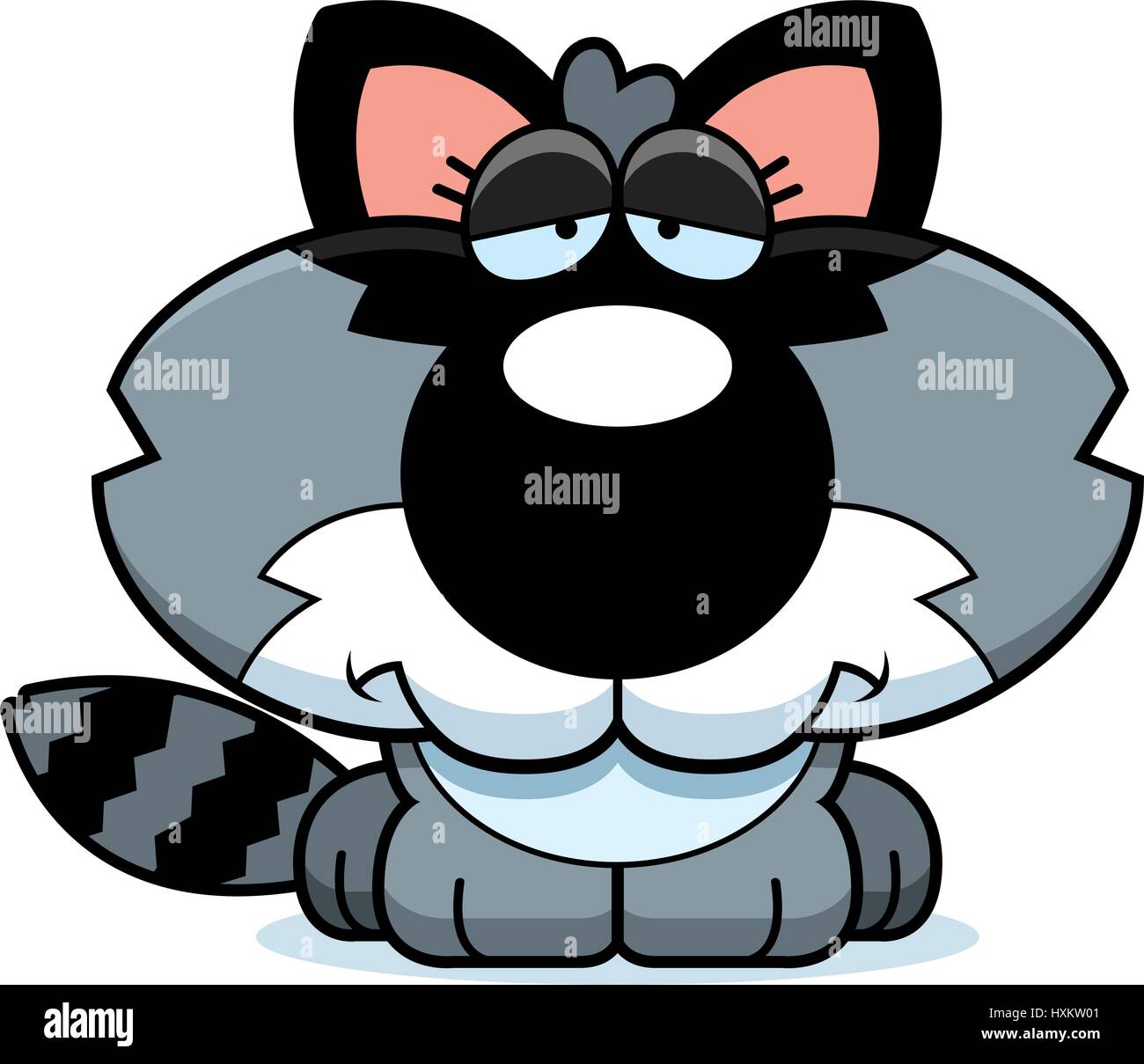 A cartoon illustration of a baby raccoon with a sad expression Stock ...