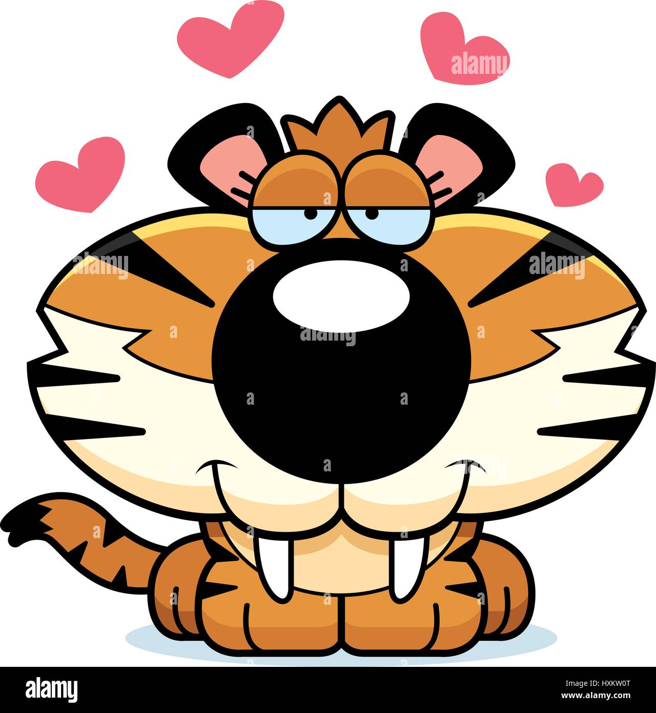 A cartoon saber-toothed tiger cub with an in love expression Stock ...