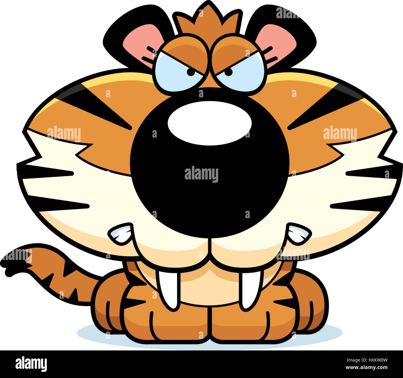 A cartoon saber-toothed tiger cub with an angry expression Stock Vector ...