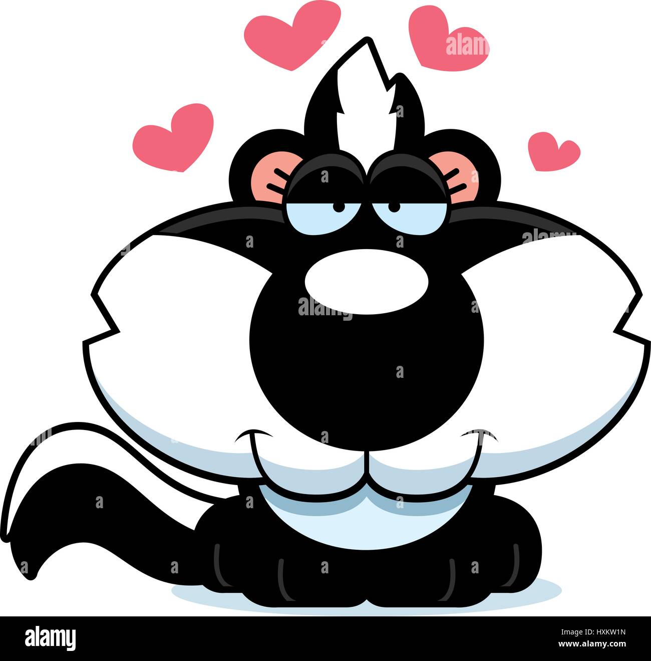 A cartoon illustration of a skunk with an in love expression Stock ...