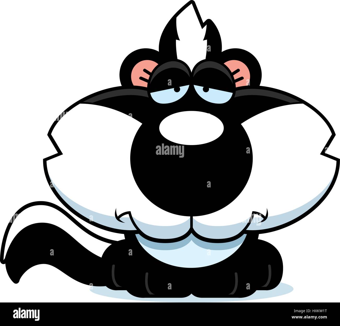 A cartoon illustration of a skunk with a sad expression Stock Vector ...