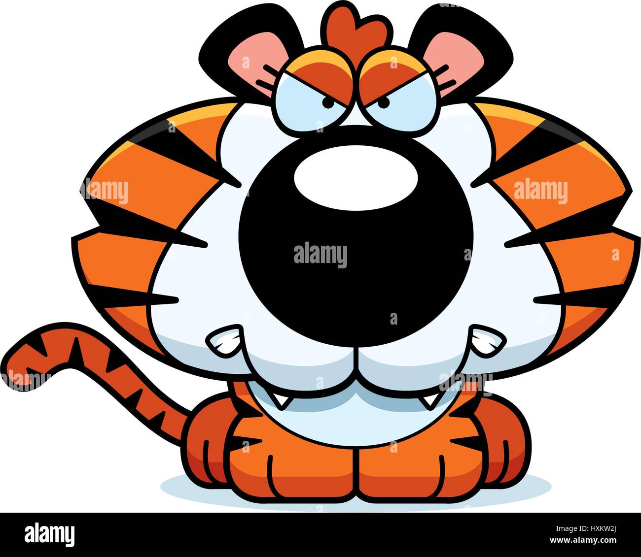 A cartoon illustration of a tiger cub with an angry expression Stock ...